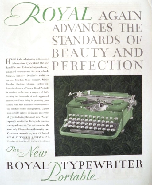 1930 Royal Typewriter Ad ~ Beauty & Perfection, Vintage Magazine Ads