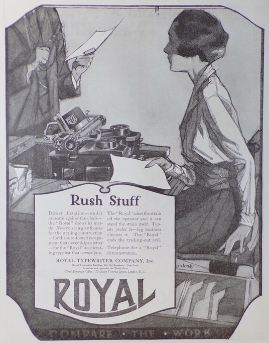 1919 Antique Royal Typewriter Ad ~ Rush Stuff, Vintage Ads (Misc)