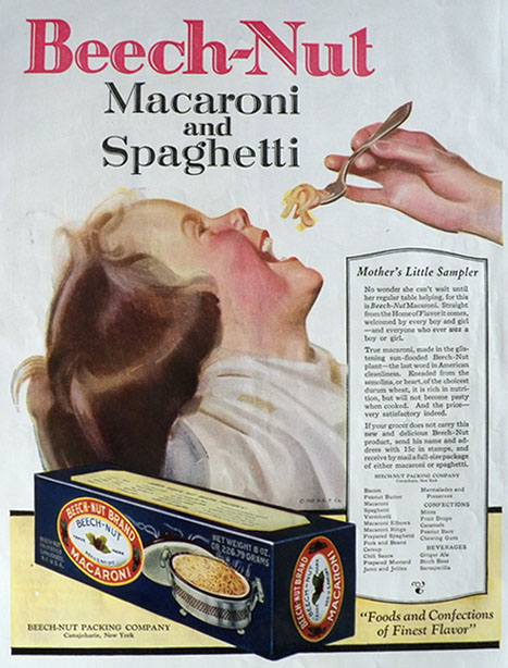 1922 Beechnut Macaroni & Spaghetti Ad ~ Mother's Little Sampler ...