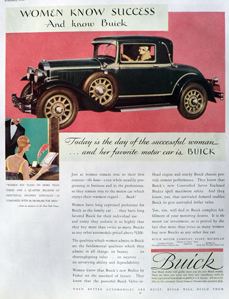 1930 Buick Ad ~ The Successful Woman, Vintage Buick Ads