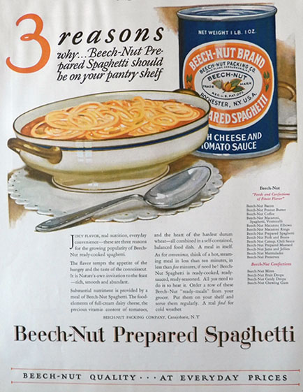 1926 Beechnut Prepared Spaghetti Ad, Vintage Food Ads (Other)