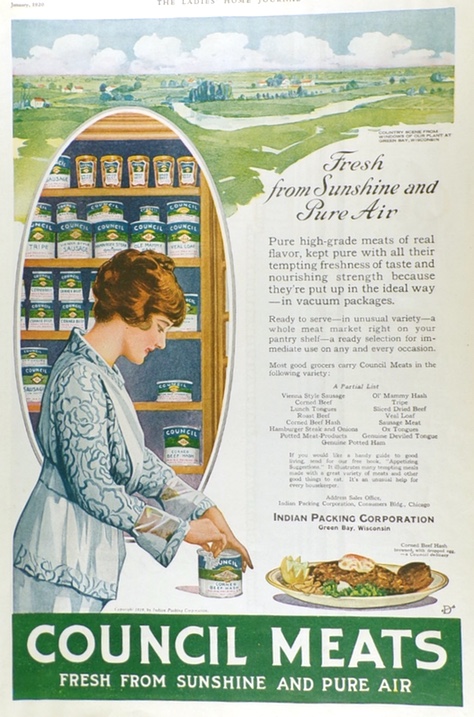1920 Council Meats Ad ~ Green Bay Wisconsin, Vintage Food Ads (Other)