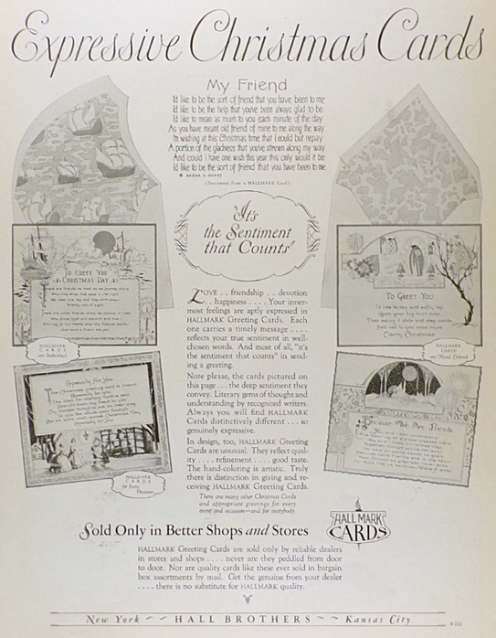 1928 Hallmark Cards Ad ~ Expressive Christmas Cards, Vintage Ads (Misc)
