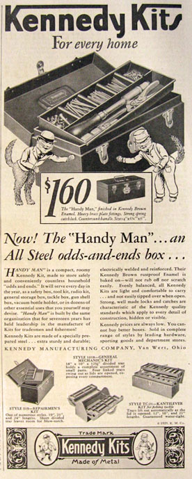 1928 Kennedy Kits Steel Toolbox Ad, Vintage Hardware & Paint Ads