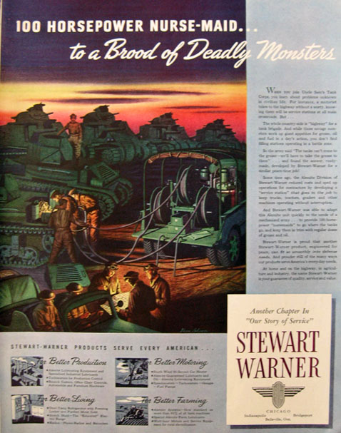 1941 Stewart Warner Ad ~ Army Tank Corps, Vintage Ads (Misc)
