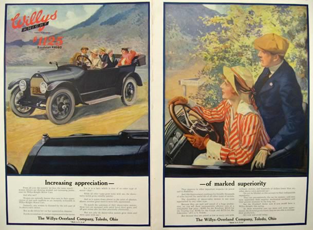 1916 Willys Knight Ad ~ Marked Superiority ~ 2 Pages, Vintage Jeep ...