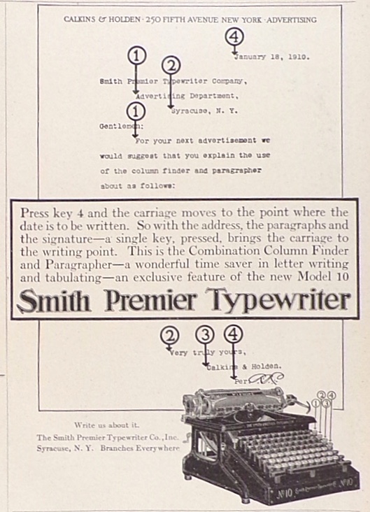 1910 Antique Smith Typewriter Ad, Vintage Ads (Misc)