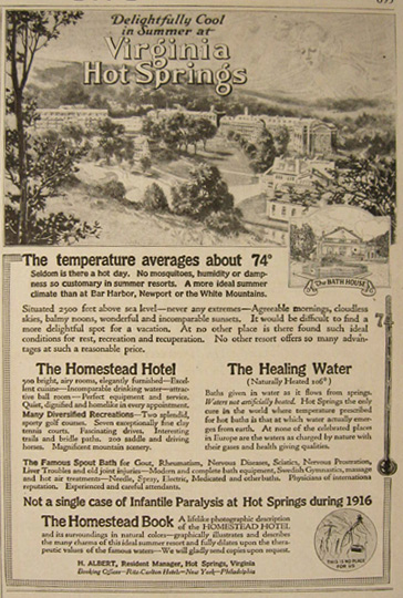 1917 Homestead Hotel Ad ~ Hot Springs, VA, Vintage Ads (Misc)