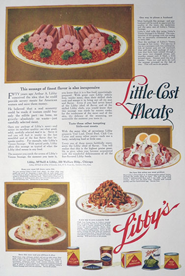 1918 Libby's Meat Ad ~ Little-Cost Meats, Vintage Food Ads (Other)