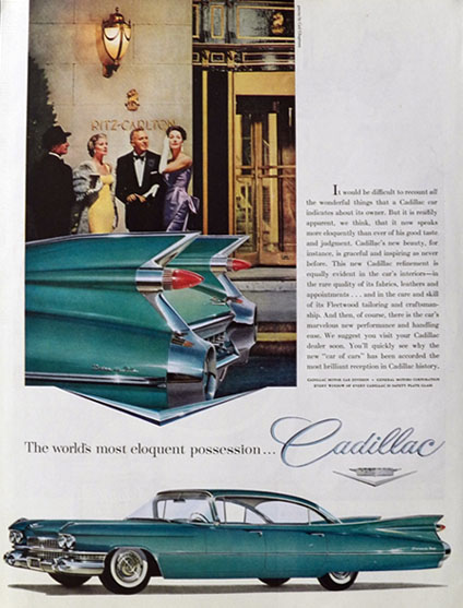 1959 Cadillac Sedan de Ville Ad ~ Ritz Carlton, Vintage Cadillac Ads