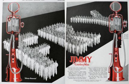 1927 Fry Vintage Gas Pump Ad ~ Jimmy The Courtesy Man, Vintage Gas ...