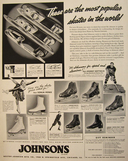 1939 Vintage Nestor Johnson Ice Skates Ad, Vintage Sporting Goods ~ Other