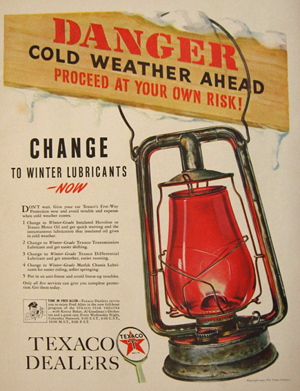 1940 Vintage Texaco Ad ~ Red Globe Railroad Lantern, Vintage Gas & Oil Ads