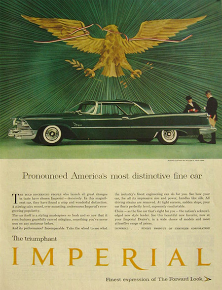 1958 Green Chrysler Imperial Ad, Vintage Magazine Ads