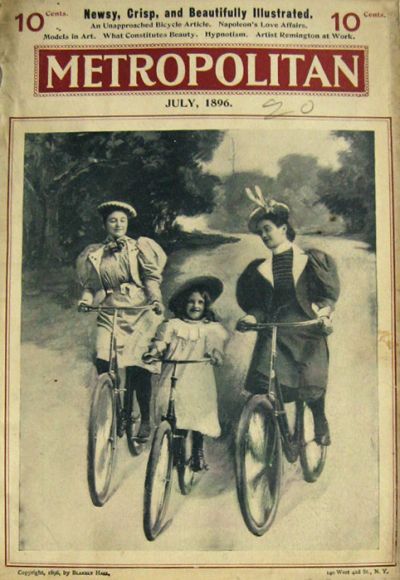1896 Metropolitan Magazine Cover ~ Women & Child on Antique Bicycles ...