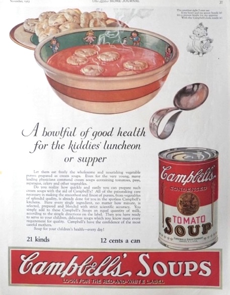 1923 Cambell's Tomato Soup Ad ~ Soup & Crackers for Kids, Vintage ...