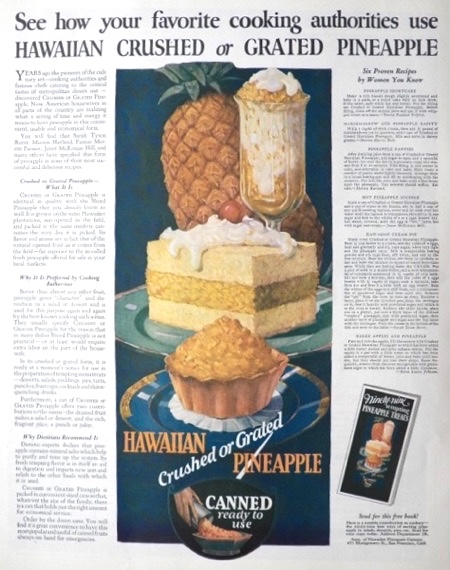 1923 Hawaiian Canned Pineapple Ad ~ 6 Recipes, Vintage Food Ads (Other)