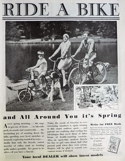 1930 Ride A Bike Ad ~ Family on Vintage Bicycles Photo, Vintage Bicycle Ads