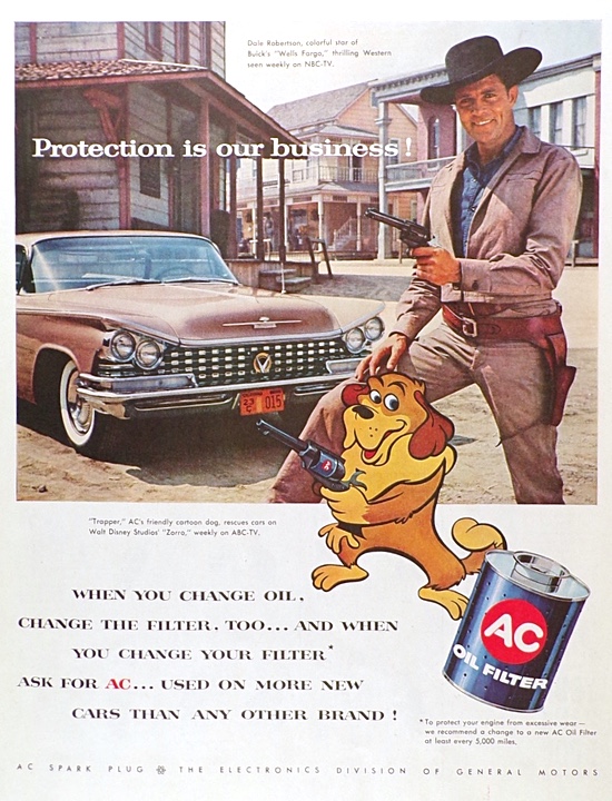 1958 AC Oil Filters Ad ~ Dale Robertson of NBC Western "Wells Fargo ...