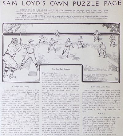 1911 Original Sam Loyd's Own Puzzle Page, Miscellaneous Ephemera