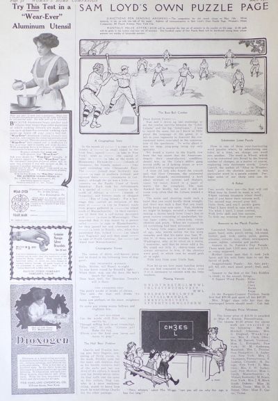 1911 Original Sam Loyd's Own Puzzle Page, Miscellaneous Ephemera