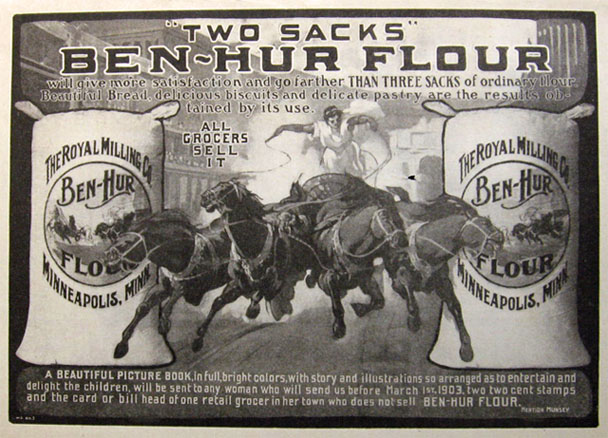 1903 Ben-Hur Flour Ad ~ Two Sacks, Vintage Baking Ads