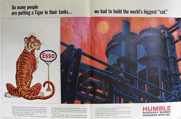 1966 Esso Gas Ad ~ World's Biggest "Cat," Baytown, TX, Vintage Gas ...