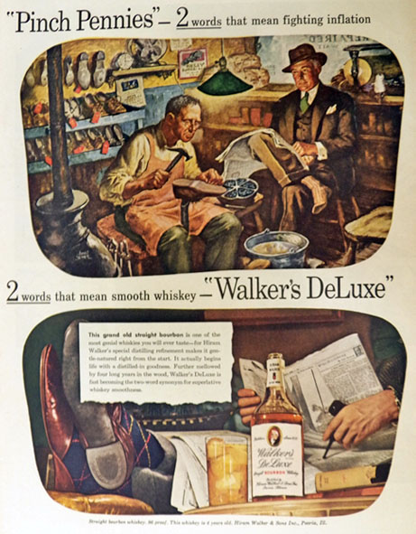 1944 Walker's Deluxe Whiskey Ad ~ Pinch Pennies, Vintage Beer & Liquor Ads
