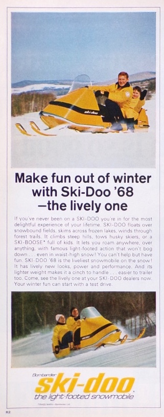 1968 Ski-Doo Snowmobile Ad ~ Make Fun Out of Winter, Vintage Sporting ...