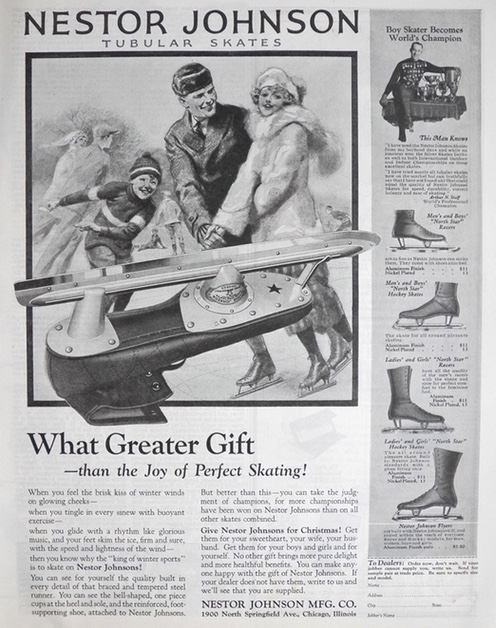 1924 Nestor Johnson Ice Skates Ad ~ Great Gift, Vintage Sporting Goods ...