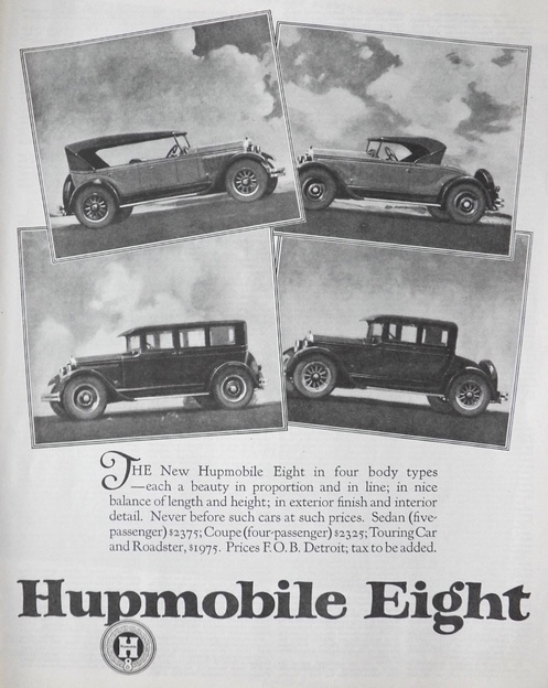 1925 Hupmobile Eight Ad ~ 4 Body Types, Vintage Car Ads ~ Other