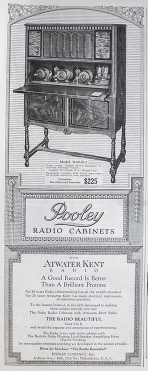 1925 Pooley Radio Cabinets Ad ~ WIth Atwater Kent Radio, Vintage Radio ...