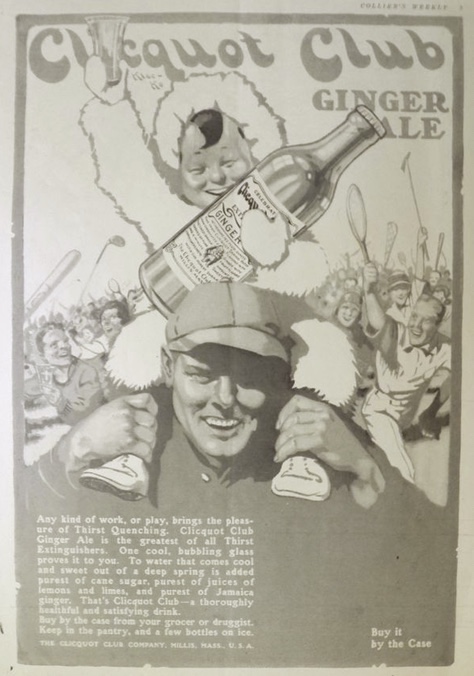 1918 Clicquot Club Ginger Ale Ad ~ Sports Players, Vintage Beverage Ads ...