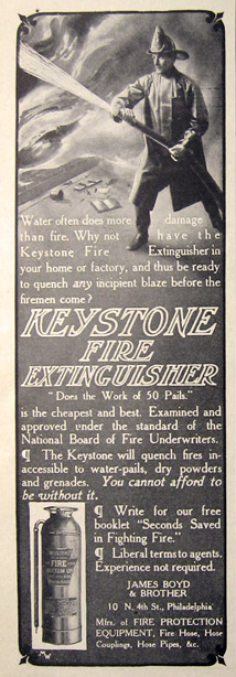 1905 Antique Keystone Fire Extinguisher Ad, Vintage Magazine Ads
