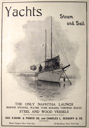 1898 Charles Seabury Steam & Sail Yachts Ad, Vintage Plane, Train, Boat Ads