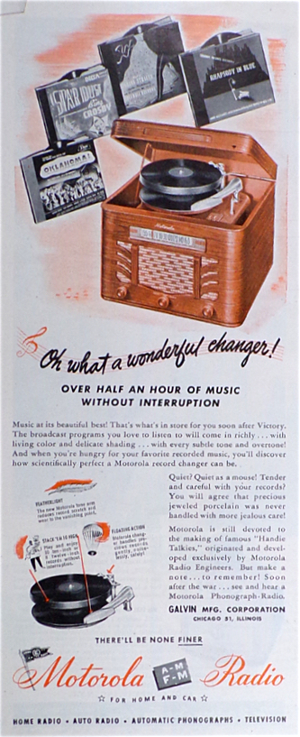 1945 Motorola Radio/Record Player Ad ~ Available After the War, Vintage ...