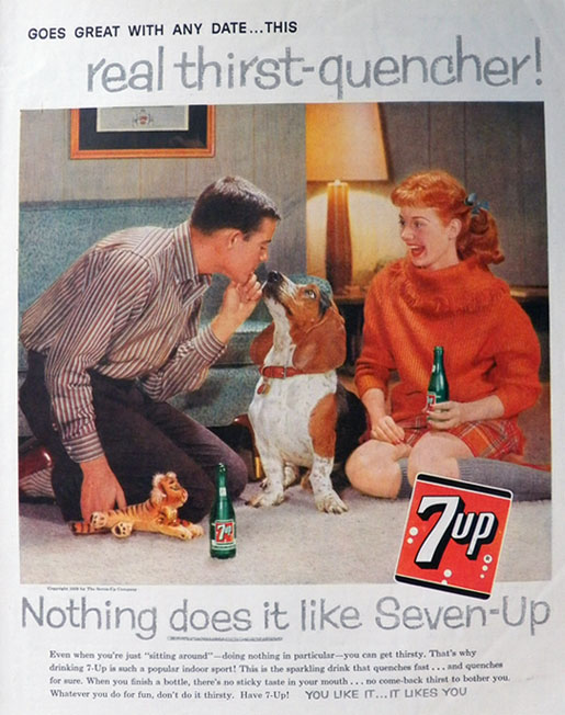 1959 7-Up Seven Up Ad ~ Basset Hound, Vintage Ads with Animals