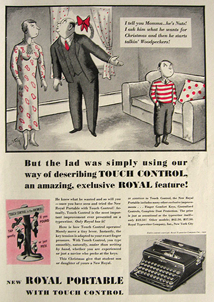 1935 Royal Portable Typewriter Ad ~ William Steig, Vintage Ads (Misc)