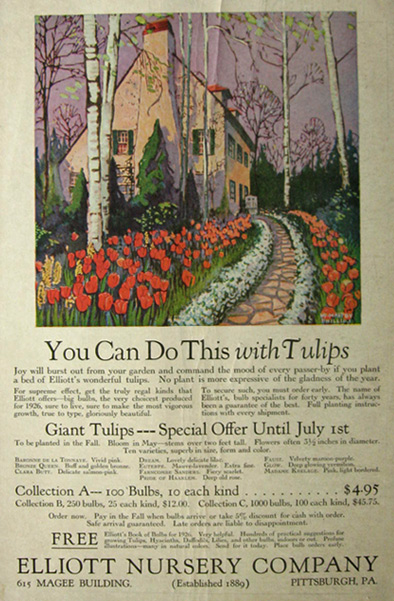 1926 Elliott Nursery Co. Ad ~ Tulips, Vintage Ads (Misc)