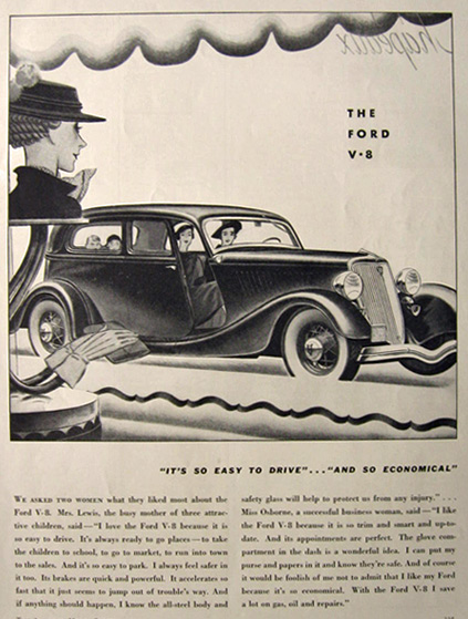 1934 Ford V-8 Ad ~ Easy to Drive, Vintage Ford Ads