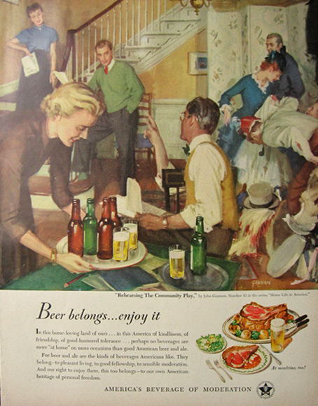 1950 Beer Belongs Ad ~ John Gannam ~ Community Play, Vintage Beer ...