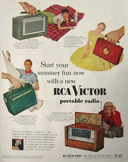 1954 RCA Portable Radio Ad ~ Globe Trotter, Yachtsman, Strato-World ...