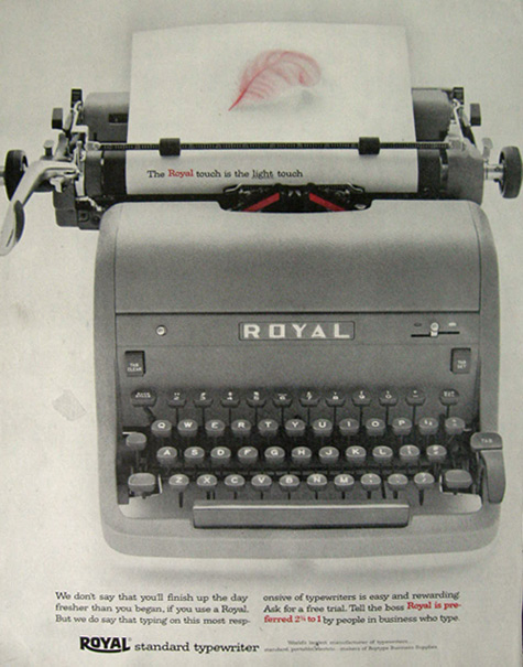 1954 Royal Standard Typewriter Ad ~ Light Touch, Vintage Ads (Misc)