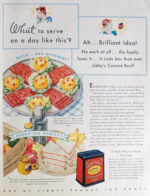 1932 Libby's Corned Beef Ad ~ Recipe File, Vintage Food Ads (Other)