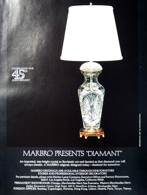 1978 Vintage Marbro Crystal "Diamant" Lamp Ad, Vintage Household Ads