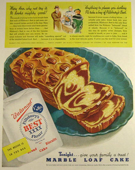 1935 Pillsbury's Best Flour Ad ~ Marble Loaf, Vintage Baking Ads