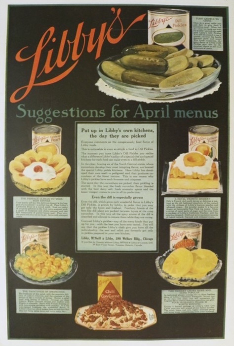 1917 Libby's Canned Food Ad ~ April Recipes, Vintage Food Ads (Other)
