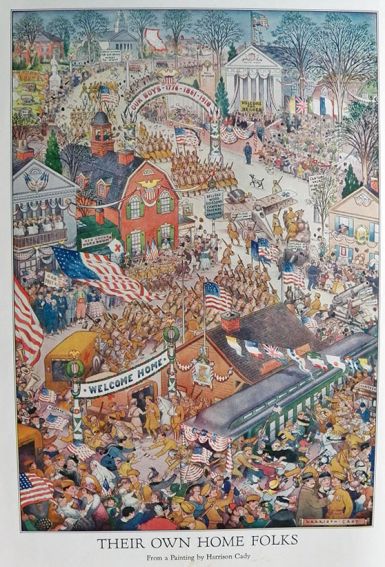 1919 Harrison Cady Color Print ~ The Troops Come Home, Military ...