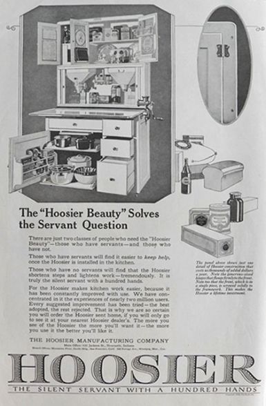 1920 Hoosier Cabinet Ad ~ Solves the Servant Problem, Vintage Household Ads