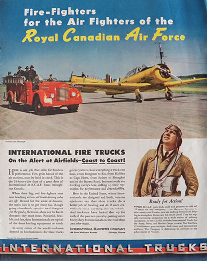 1942 International Harvester Truck Ad ~ RCAF Fire Truck, Vintage Truck ...